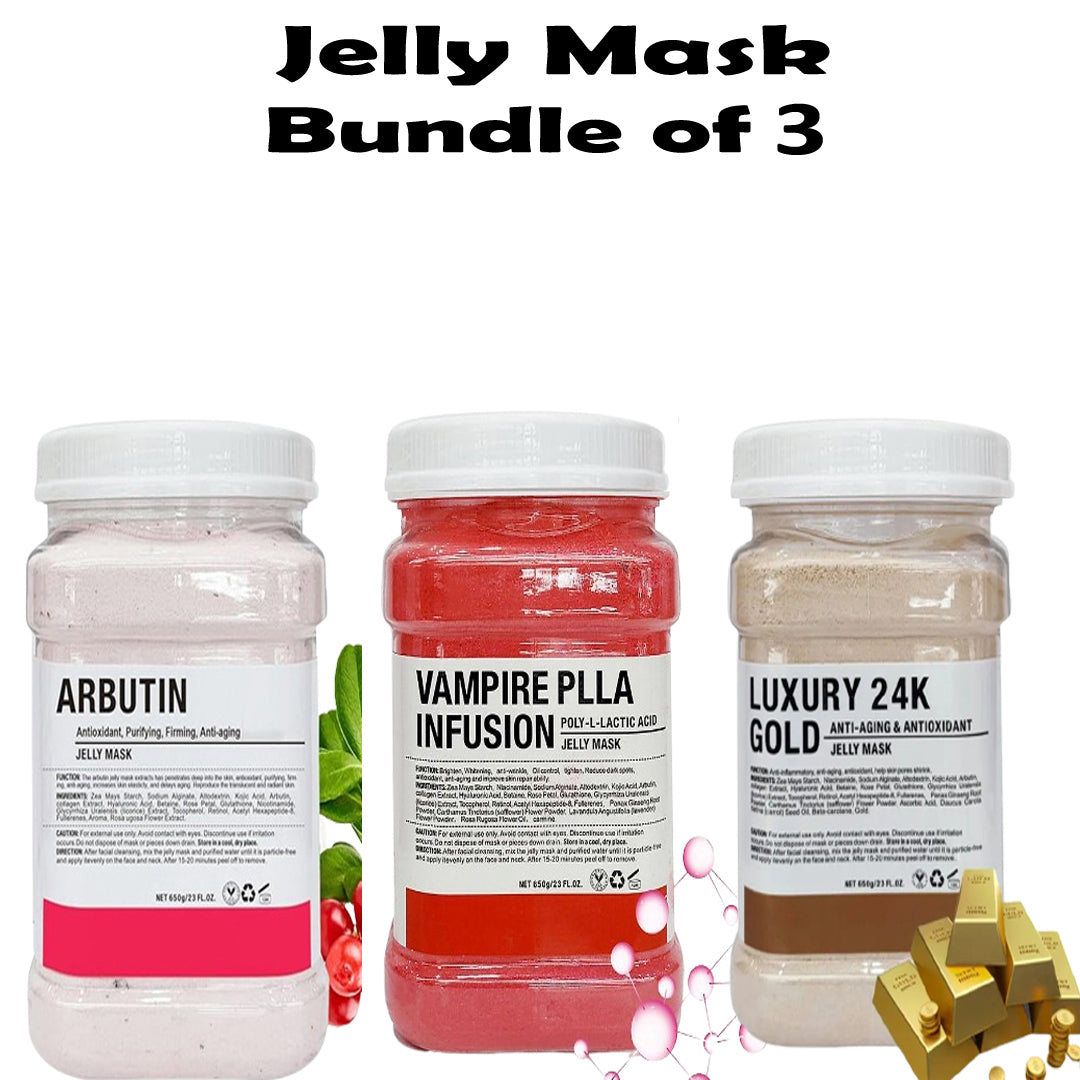 Bundle of 3 Facial Jelly Mask (Arbutin, Vampire Plla, Luxury Gold) 650 ...