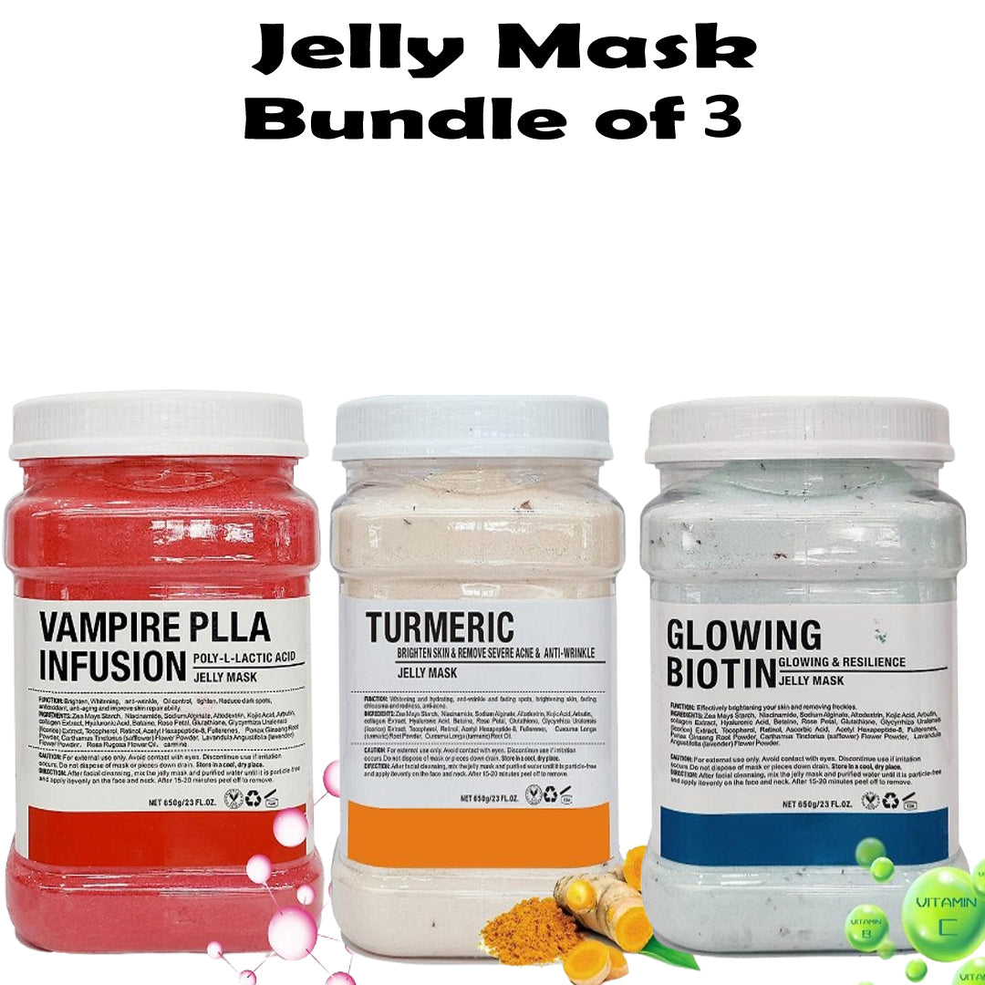 Bundle of 3 Facial Jelly Mask (Vampire Plla, Turmeric, Glowing Biotin ...